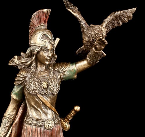 Athena Figur - Mit Speer und Eule - Athene Göttin Statue griechisch ...