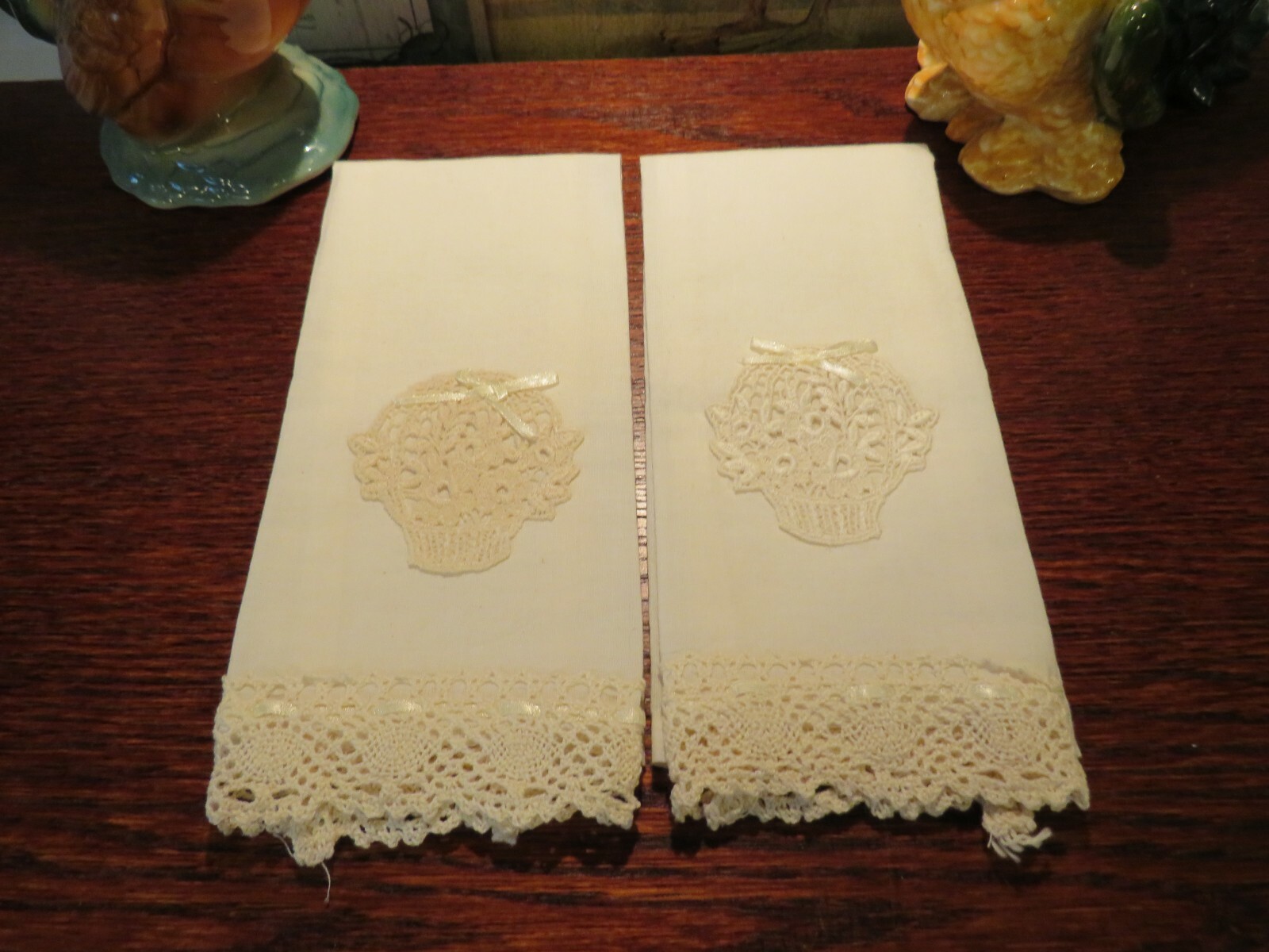 Precious Pair of Handmade Victorian Crochet Finger Tip Towelettes ...