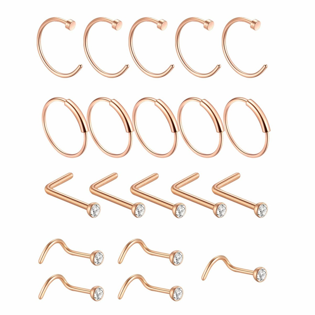 Nose Ring L Shape Heldig 20 Pieces Curved Nose Stud Stainless Steel ...