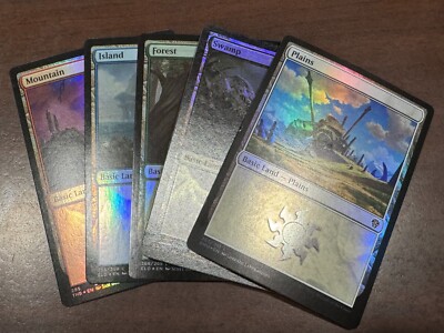 Lot of 500 FOIL Basic Lands New Frame Only - 100 of each Land MTG Magic ...