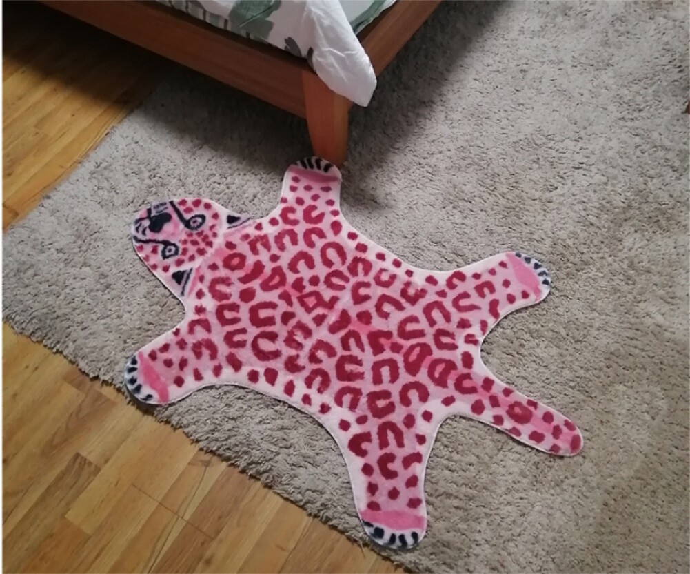 1x Pink Zebra Print Faux Cowhide Animal Area Rug Fur Leather Mat Carpet ...