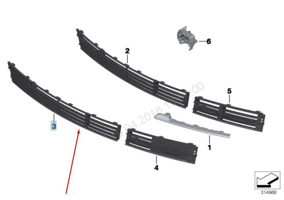 BMW 7 F01 Frontstoßstange Mitte Lufteinlassgitter 51117295264 2015 Neu ...