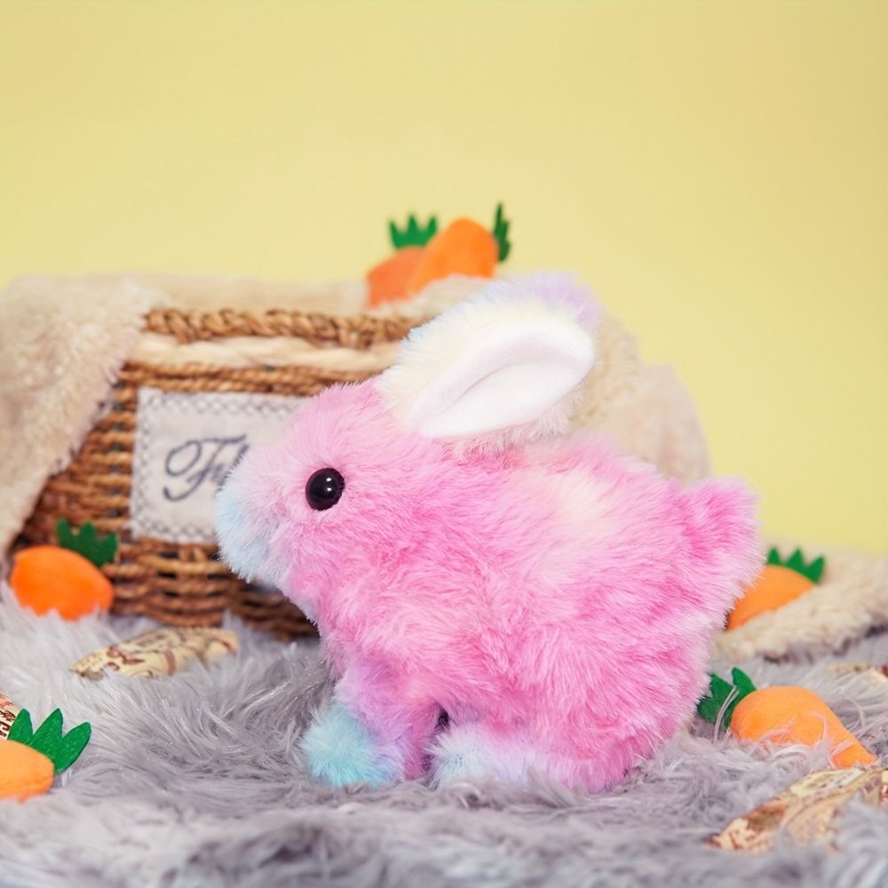 Soft Fur Electric Rabbit Plush Toy Little Tie-Dyed Rabbit Doll Children ...