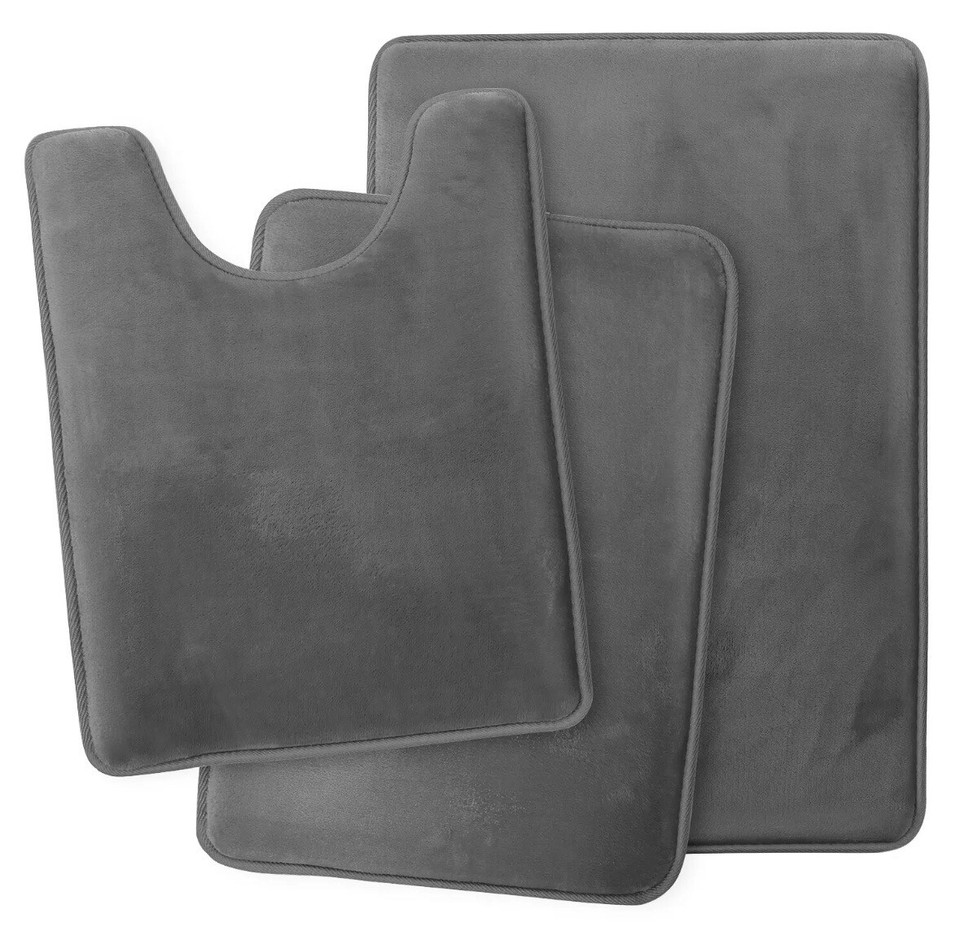 Memory Foam 3 PC Bathroom Rug Absorbent Bath Mat Set Small Large and ...