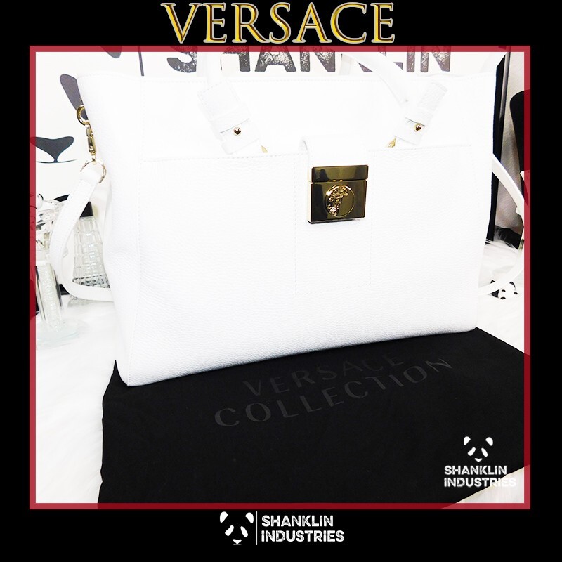 🤍🐼VERSACE COLLECTION🐼🤍 Large Premium Pebbled Leather Satchel | eBay