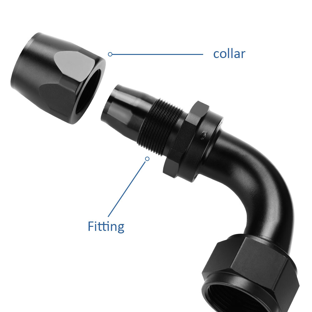 Black -16AN Fitting Straight Hose Swivel End Adapter Line AN16 Oil/Fuel ...