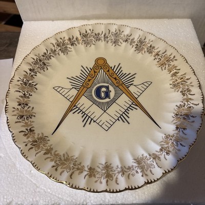 VTG Masonic China Plate 22k Trim Free Masons Dinner Plate Collectible ...