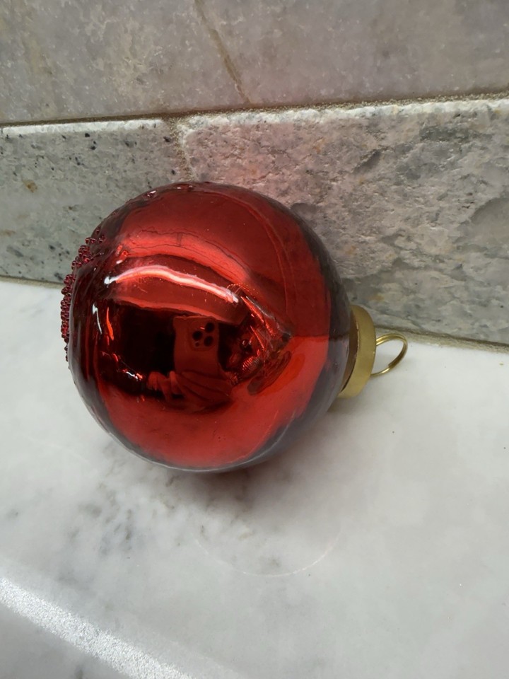 Set Of 4 Antiqued Bright Red Mercury Glass Kugel Ball Christmas ...