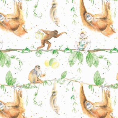 Monkey Orangutan Wrapping Paper 2 Sheets & 2 Tags - Arty Penguin ...