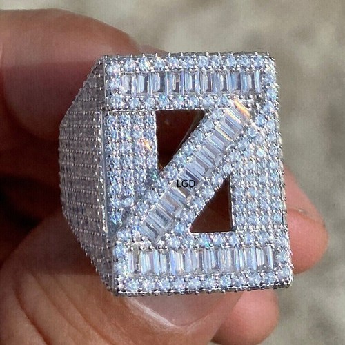 5.00 Ct Round Cut Hip Hop Moissanite Men's Pinky Rapper Ring 925 ...