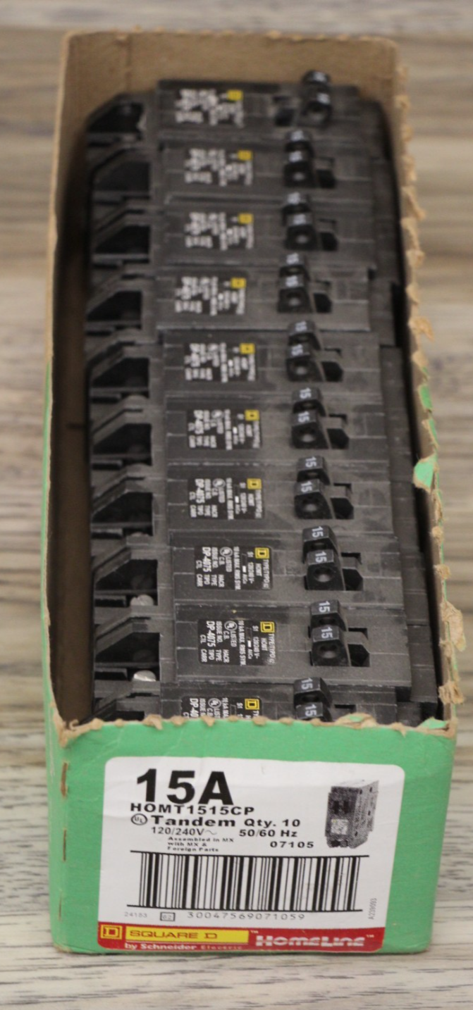 Lot of 10 Square D HOMT1515 Homeline 2-15 Amp Single Pole Tandem ...