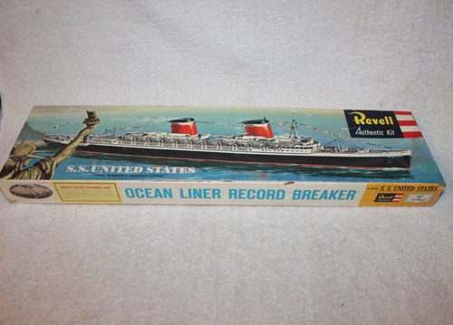 1961 Revell S.S. United States Ocean Liner, Record Breaker Model Kit H ...