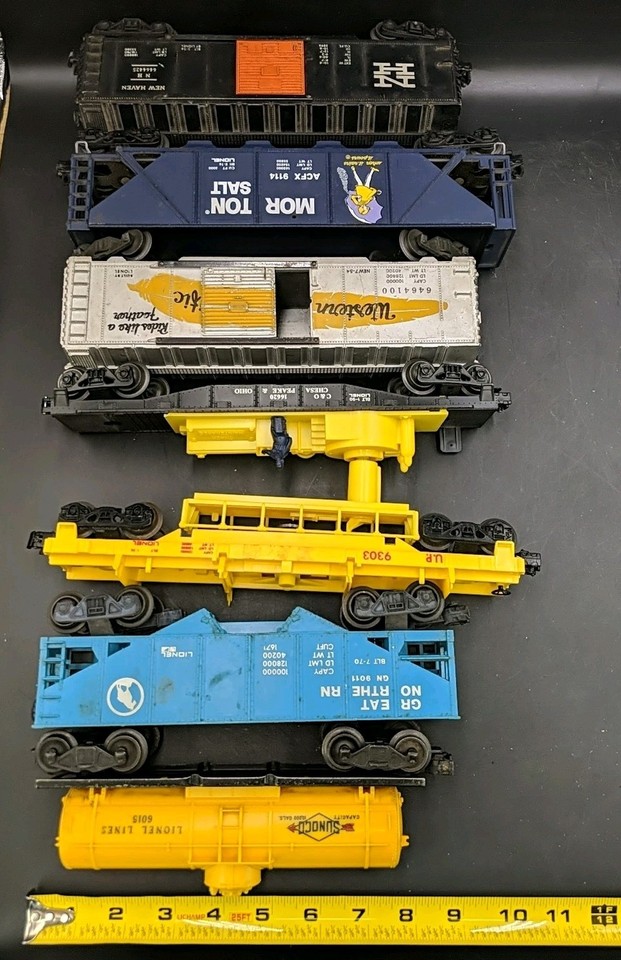 Lot Of 7 LIONEL O GAUGE Train Cars 6015, 9011, 6464, 9114, 16620 + Log ...