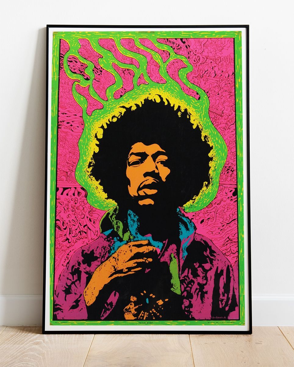 Jimi Hendrix Psychedelic Poster JIMI HENDRIX WOODSTOCK GUITARIST