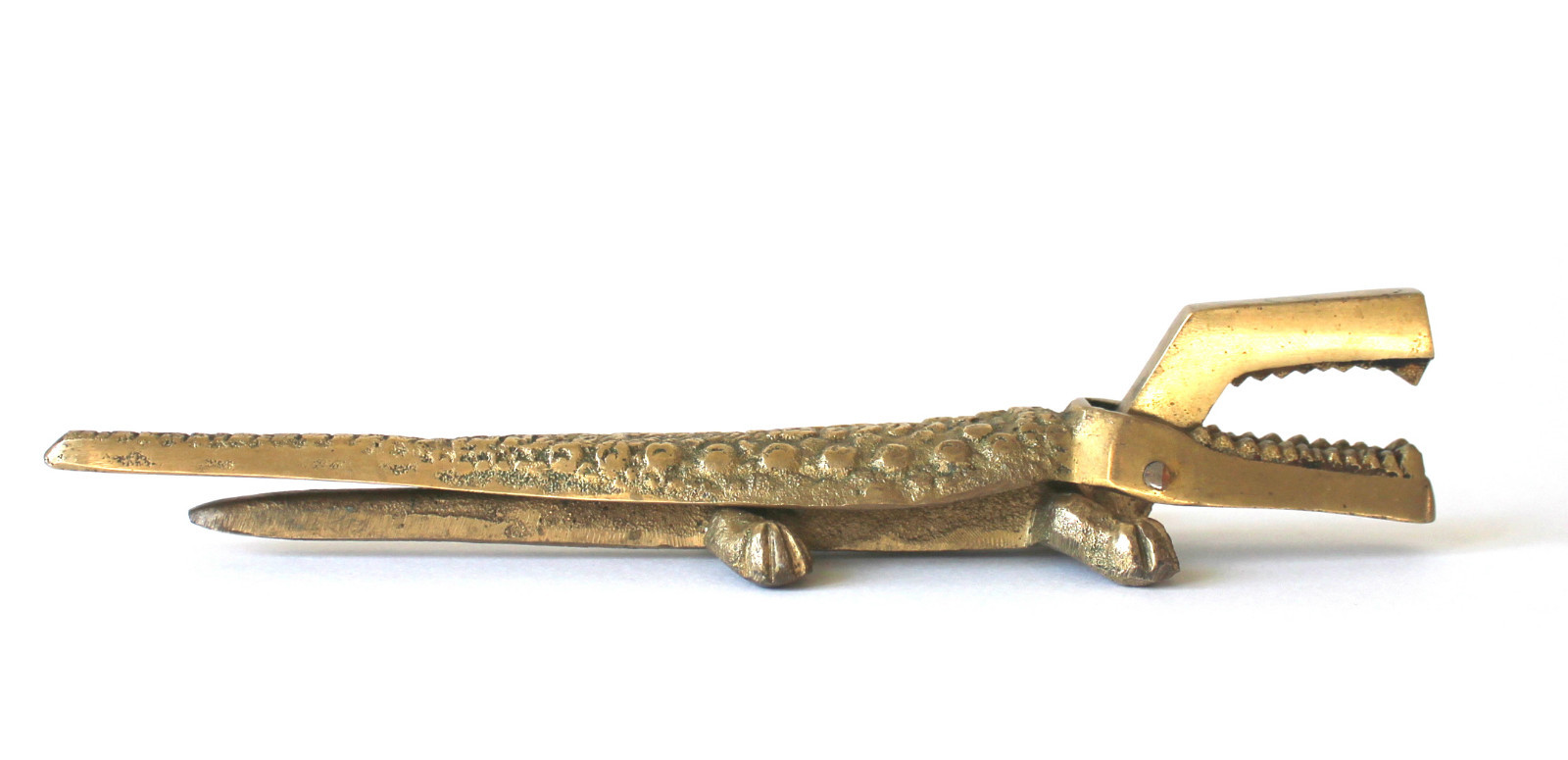 Vintage Brass Alligator Nut Cracker Crocodile Gold Paper Weight sm | eBay