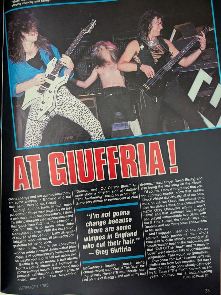 Creem Magazine September 1985 Robert Plant, Giuffria, Sade, R.E.M ...