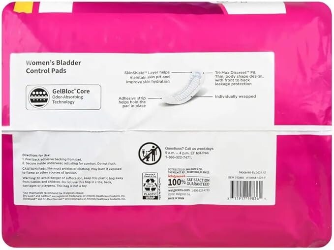 Walgreens Certainty Women's Pads, Large 64 ea, Long Length, Maximum ...
