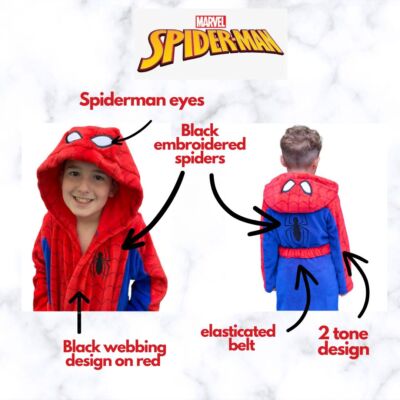 Spiderman kids dressing gown robe ( boys girls children marvel ...