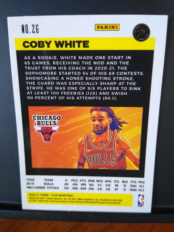 Coby White 2020-21 Panini Flux Basketball Chrome Base Card #26 Chicago ...