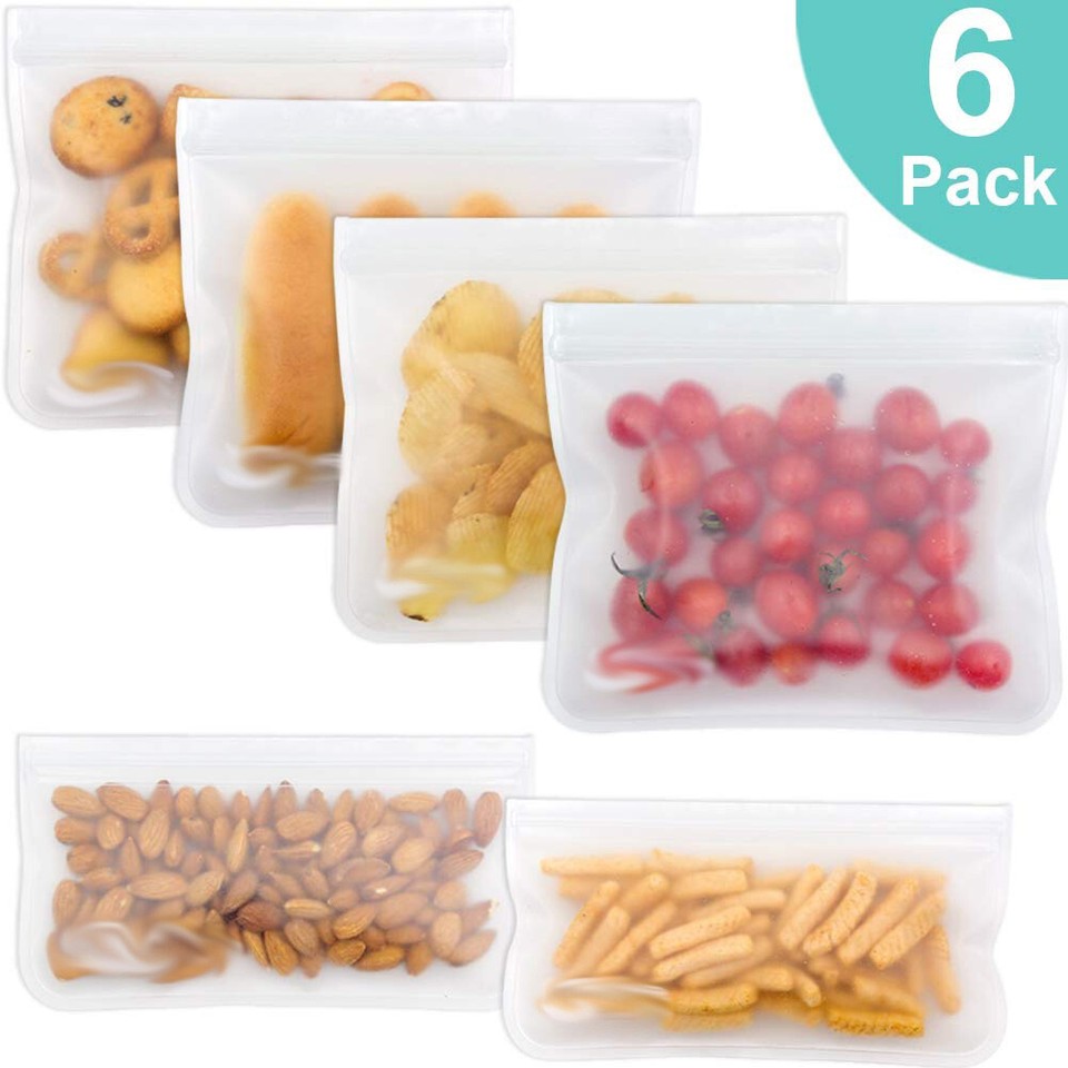 Eco-Friendly Reusable Food Storage Bags Leakproof Ziplock Snacks ...