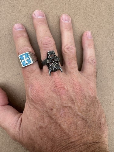 G&S Biker Rings Vintage 1988 Horned Skull Devil Demon GS Motorcycle ...