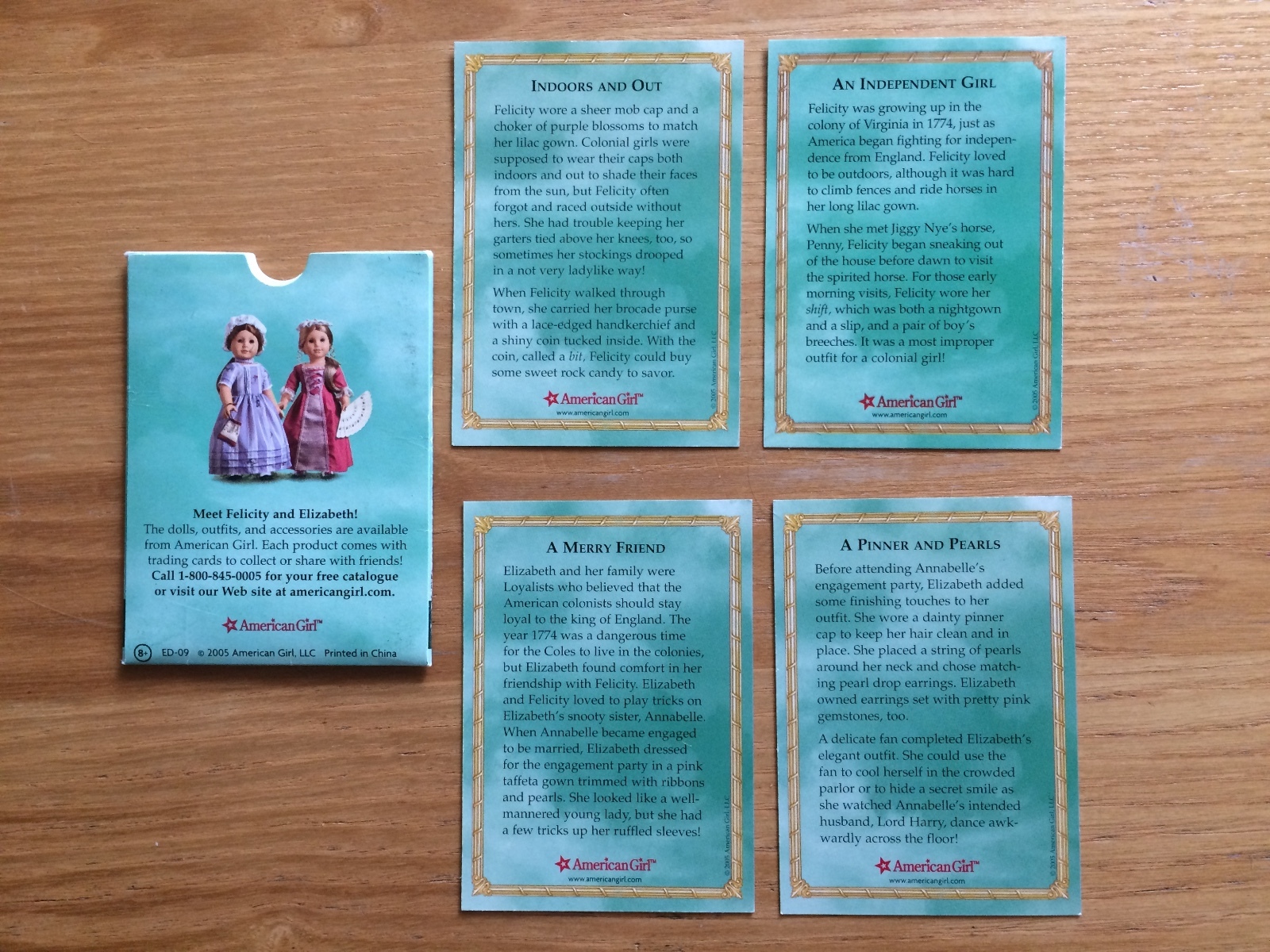 American Girl Felicity and Elizabeth Trading Cards Retired | eBay