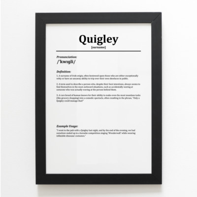 A4 PRINT - Quigley - Funny Humorous Family Surname Definition | eBay UK