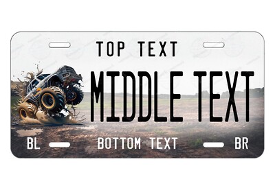 Monster Truck Mudding Personalized License Plate For Auto Car Bike ATV ...
