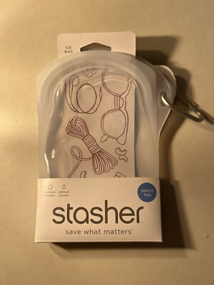 Stasher Reusable Go Bag 18 Fl oz White Model STGO00 Dishwasher Safe ...