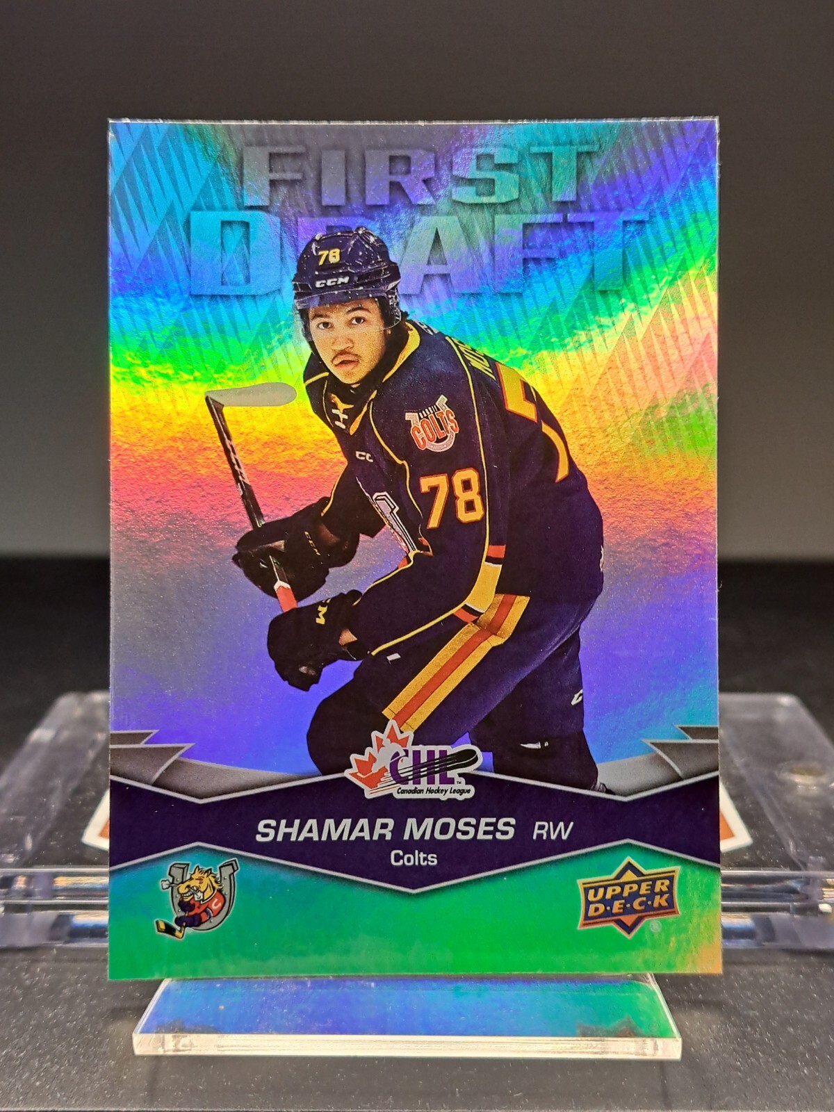 2023-24 UPPER DECK CHL FIRST DRAFT INSERT #FD-20 COLTS – SHAMAR MOSES ...