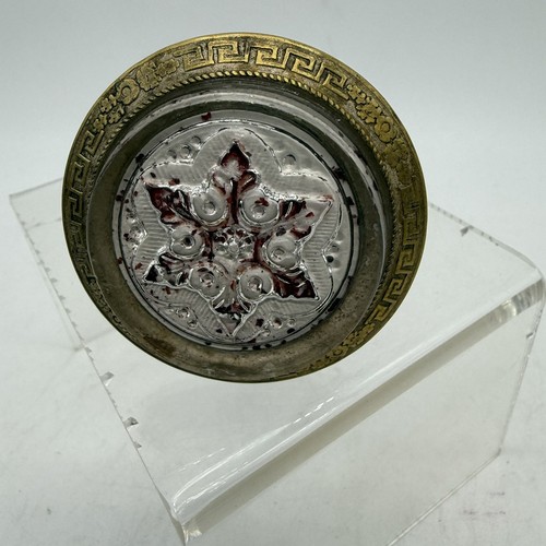 1800's Victorian Red Sulphide Glass & Brass Nail Drapery Tie Back ...