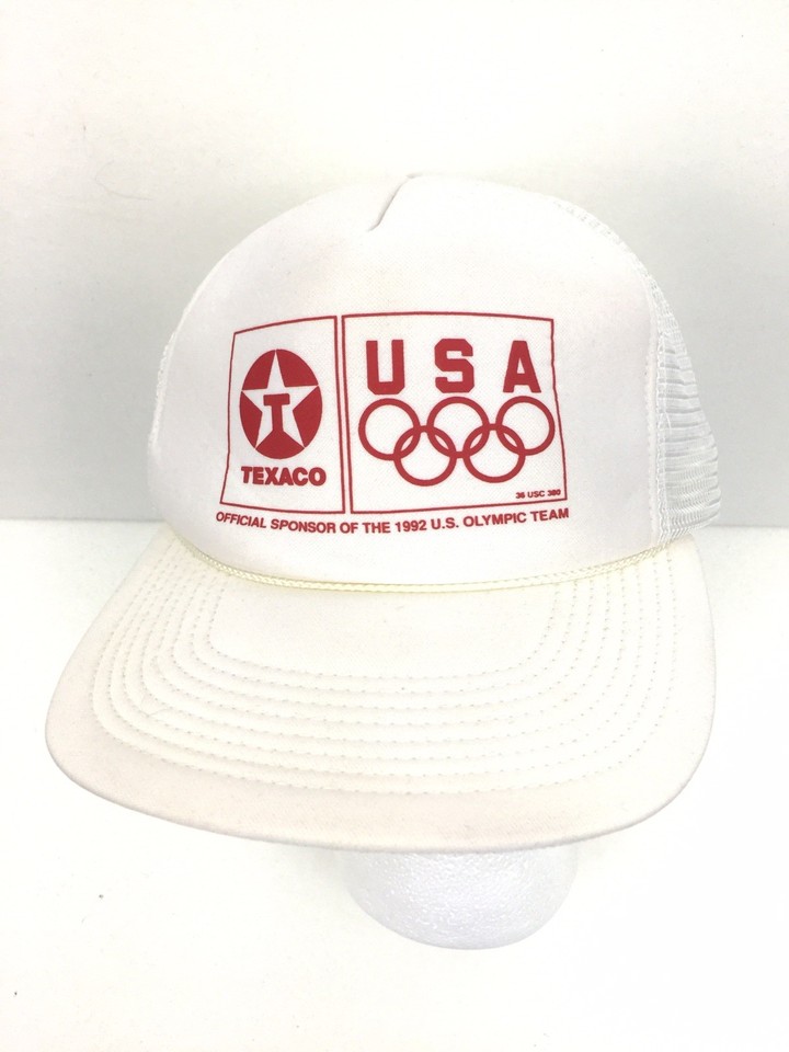 Vtg Texaco Hat USA Olympic Team 1992 Games Cap Logo Mesh Snap Back ...