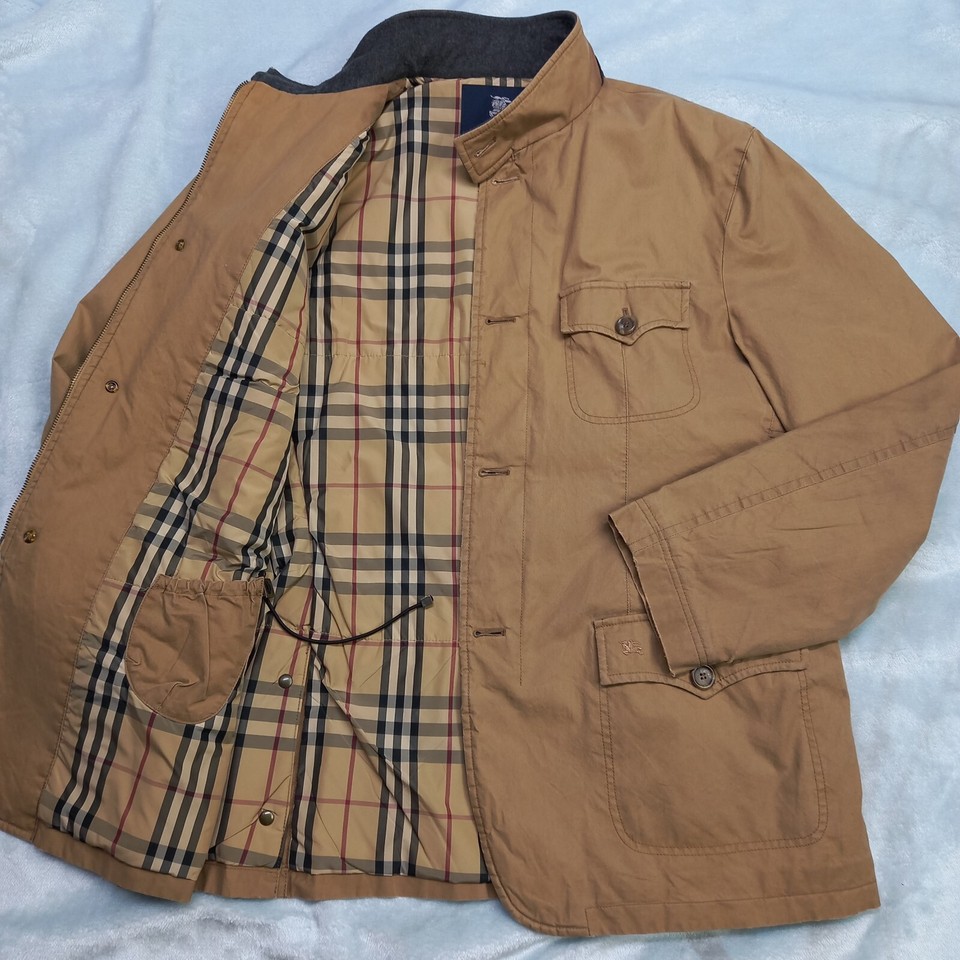 Burberry LONDON Coat Cotton Jacket Nova Check Brown Polyester Lined Men ...