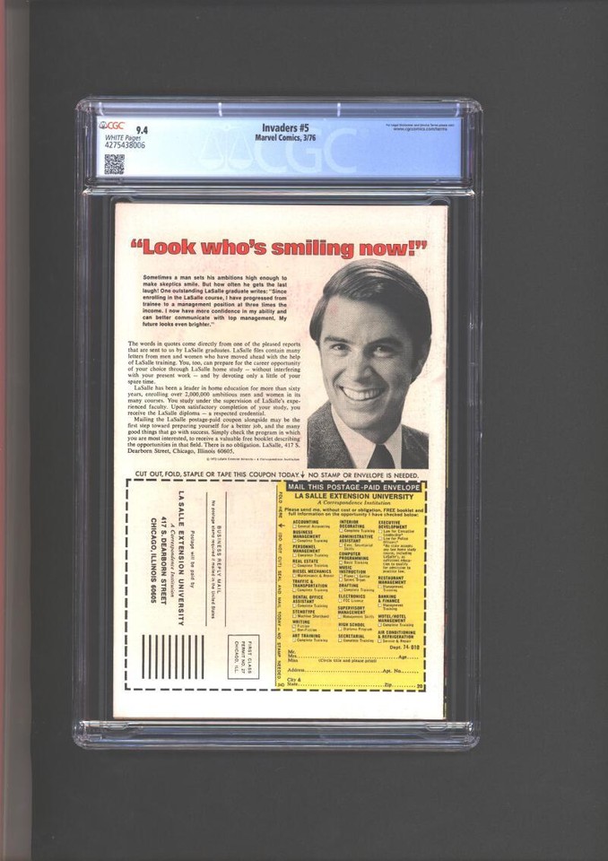 Invaders #5 CGC 9.4 Jack Kirby & Joe Sinnott Cover 1976 | eBay