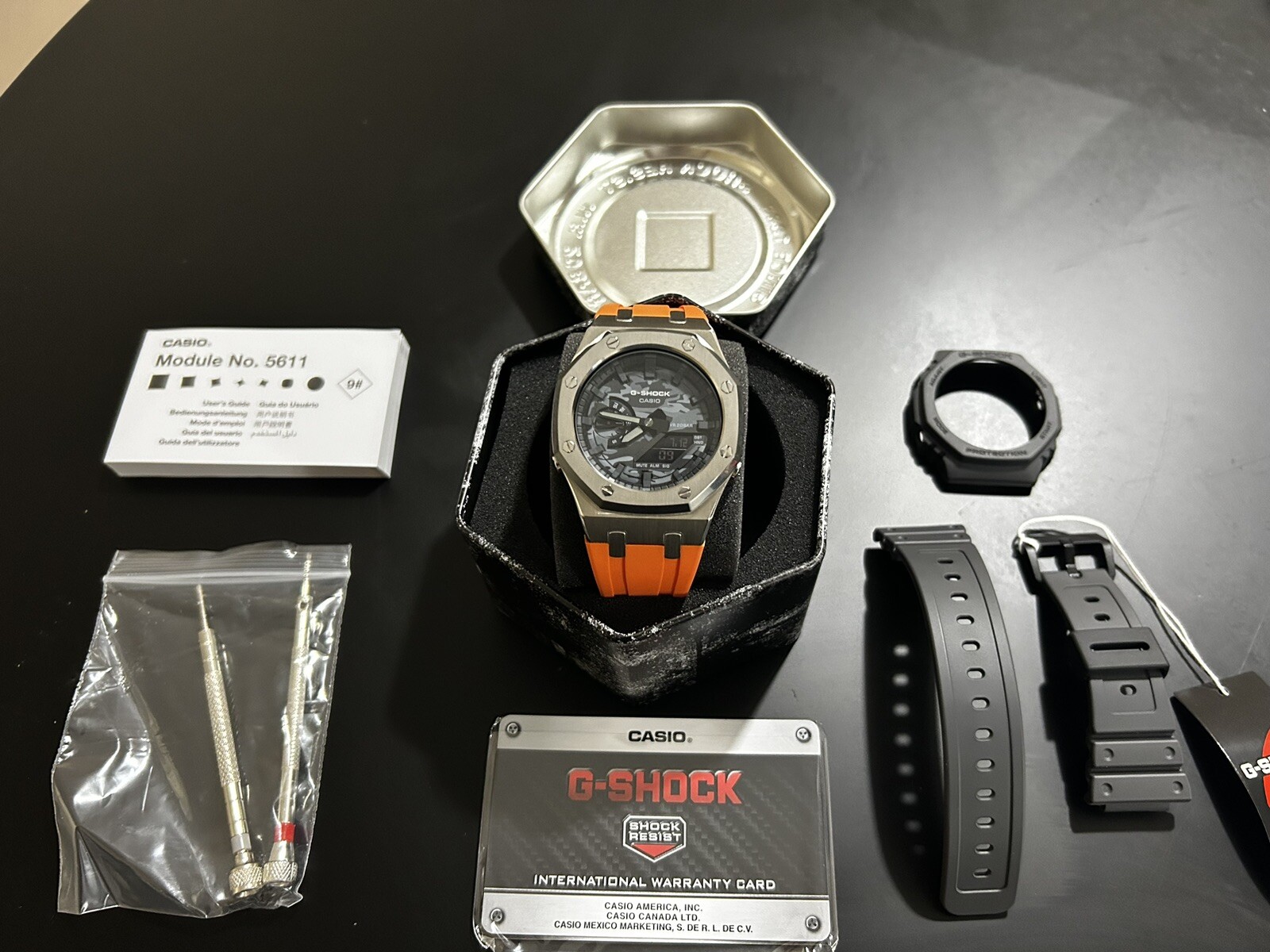 Custom Casio G-SHOCK GA2100 Mod - Camo Dial and Orange Rubber Strap ...