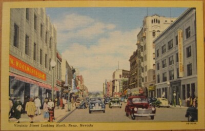 Reno, NV 1940 Linen Postcard: Virginia Street / Woolworth - Nevada | eBay