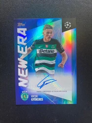 2025 Topps UEFA Viktor Gyokeres SP New Era Blue Foil RC Auto Card 1:734 ...