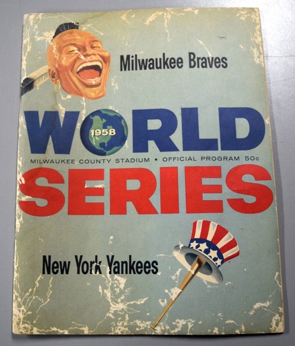 1958 MLB World Series Official Game Program NY Yankees Milwaukee Braves ...