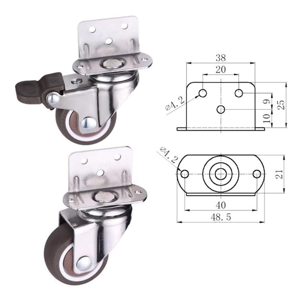 L-Shaped Plate Swivel Caster,Rotate 360 Degrees Ball Bearing L-Shaped ...