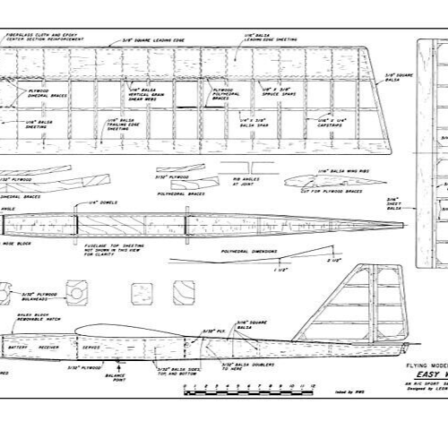 Easy Wind Sailplane 78" Wingspan RC Model Airplane Printed Plans ...