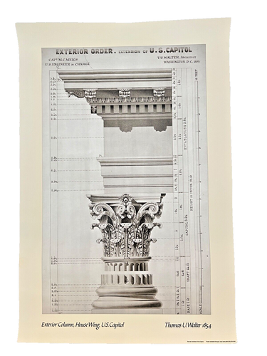 Vintage 80s NWOT Column US Capitol architecture render Poster by Thomas ...