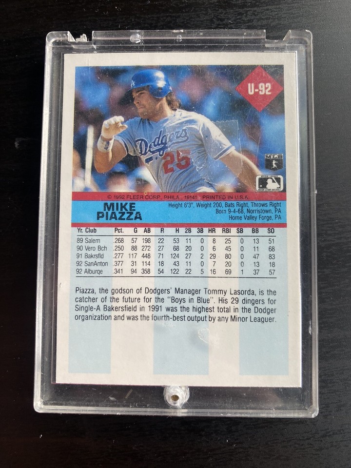 Mike Piazza 1992 Fleer Rookie Card MLB Baseball Rare Mint HOF Dodgers ...