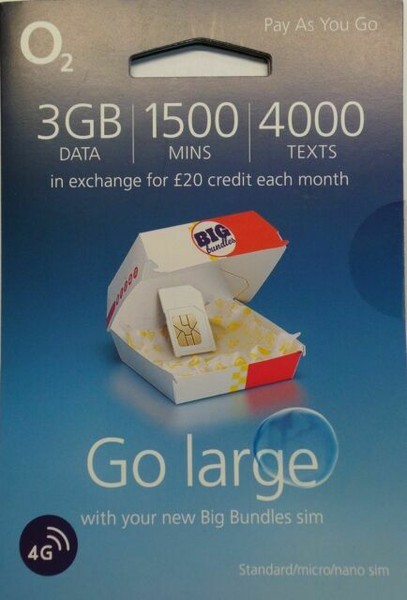 O2 02 Pay & Go Trio 3 in 1 SIM Card Get Cheap International Calls From ...