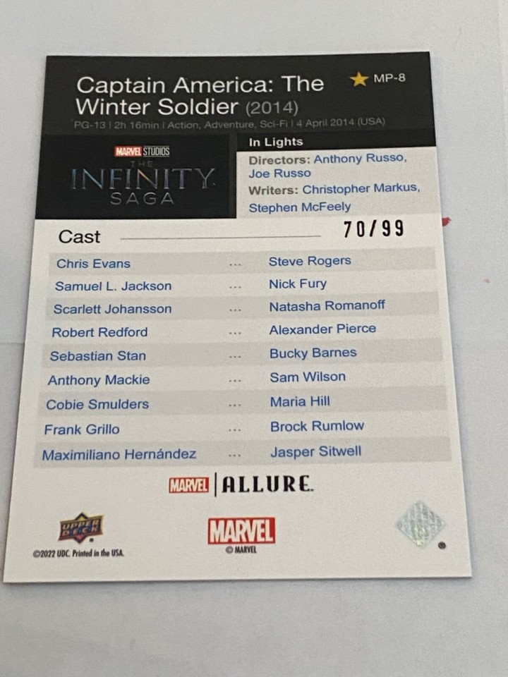 2022 Marvel Allure Movie Posters MP-8 SP 70/99 Captain America/Winter ...