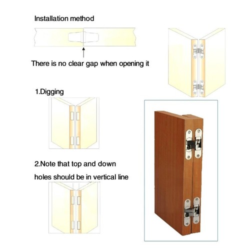1x Mount Hidden Hinges Invisible Door Cabinet Window Folding Hinge ...