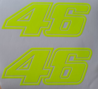 2 x ROSSI 46 decal sticker Valentino Rossi Vr46 flourescent yellow 46 ...