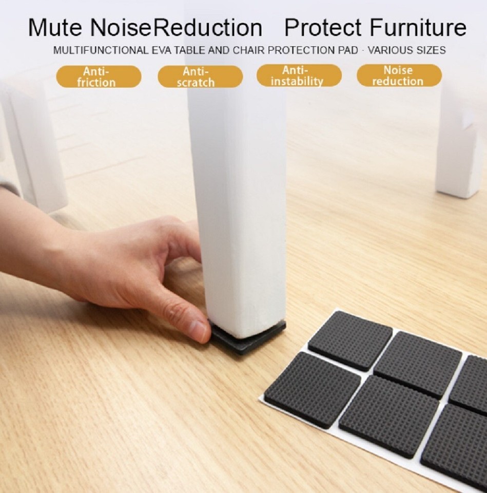 100-Pack Self-Adhesive Non-Skid Rubber Feet – Chair & Table Leg Floor ...