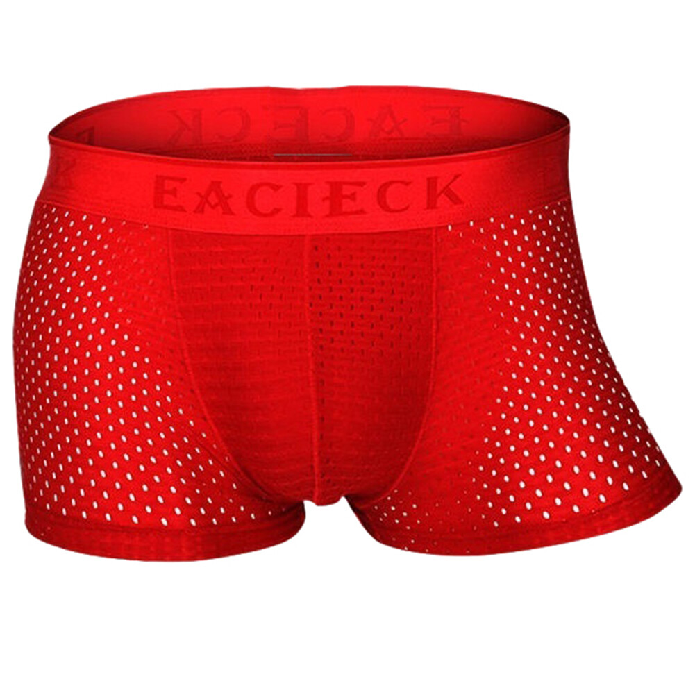 Ultra Thin Solid Color Breathable Mesh U Convex Boxers Briefs Men ...