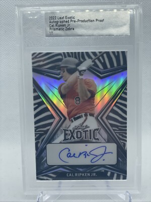 Cal Ripken Jr. 2022 Leaf Exotic Autograph Prismatic Zebra 1/1 Encased ...