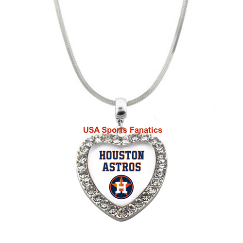Houston Astros 925 Necklace or Earrings or Set Team Heart With ...